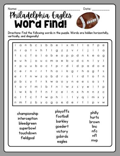 Philadelphia Eagles BUNDLE | Eagles Coloring Word Search Crossword ...