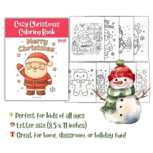 Cozy Christmas Coloring Book for Kids | 30 Cute Holiday Coloring Pages