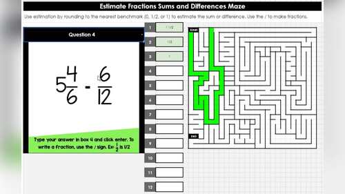 Estimate Fractions Sums and Differences Printable and Digital Activities