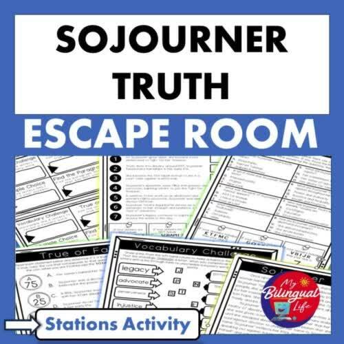 Sojourner Truth Escape Room Reading Comprehension Stations Activity