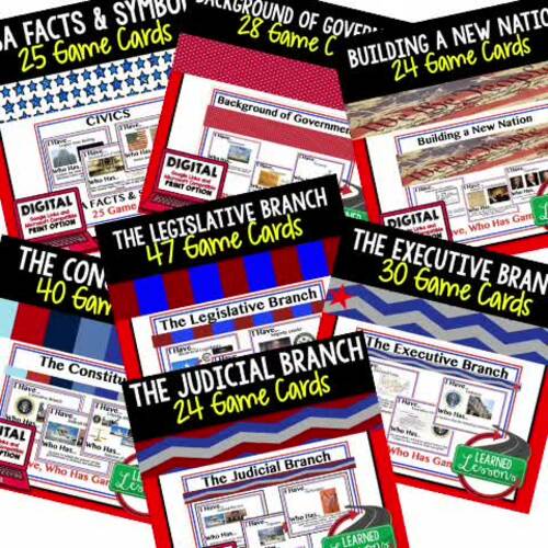 Politics, Voting, and Elections Game Cards, Government, Print & Google