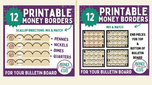 Printable Bulletin Board Borders - Coin Money Theme by Moneymonster Kids