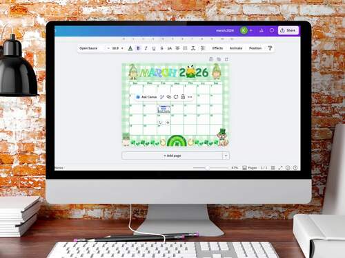 March 2026 Calendar | Editable St. Patrick’s Day Theme | Instant Download