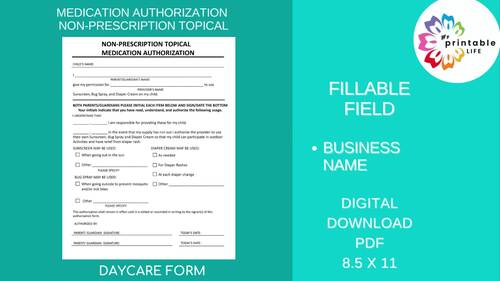 Medication Authorization for Non-Prescription Topicals by My Printable Life
