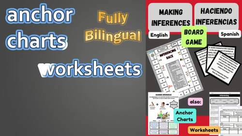Inferencing - Hacer Inferencias bilingual board game and task cards