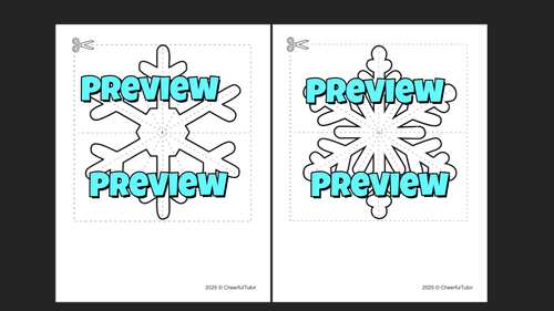 Snowflake Symmetry Drawing and Cutting Craft for Winter Kids Printable
