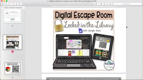 Classroom Escape Room- DIGITAL - Locked in the Library (Reading)
