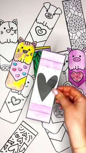 Bookmarks | Coloring Book | Color Your Own Bookmark | Valentine's Day