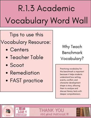 3rd 4th 5th Florida B.E.S.T. R.1.3 Academic Vocabulary Word Wall ...