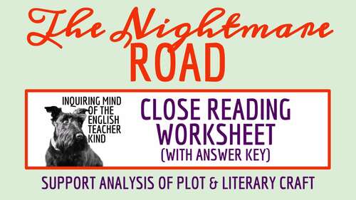 "The Nightmare Road" Short Story Analysis Worksheet | Halloween English ...