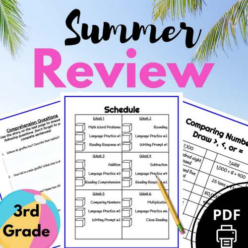 Summer Packet NO PREP End of the Year Review (3rd Grade) Printable