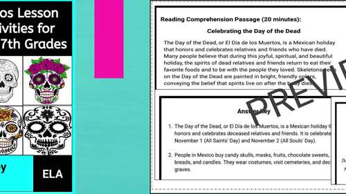Dia De Los Muertos Comprehension Passage & Craft for 4th, 5th, 6th ...