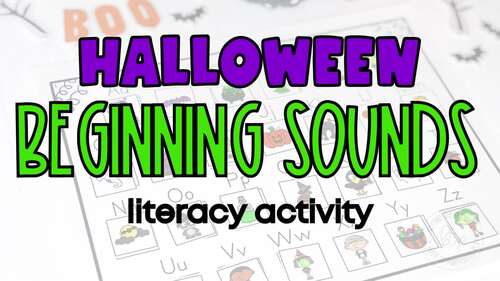Preschool Halloween Literacy Center, Beginning Letter Sound Matching Game