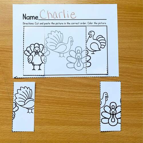 Thanksgiving Scissor Skills, Fall Cut And Paste Activity, November No Prep
