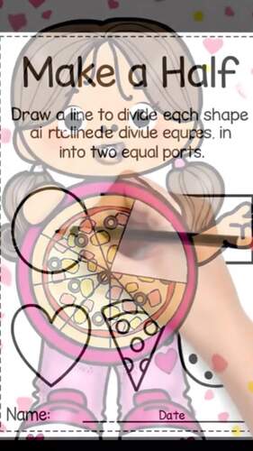 First Grade Fractions and Partitionin Halves Fourths Coloring Drawing ...