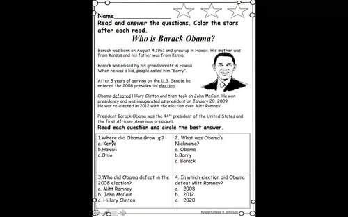 Black History Month President Barack Obama by KinderCollege | TPT