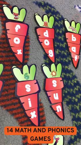 Spring Activities And Centers: Tops and Bottoms: Carrot Math and Phonics