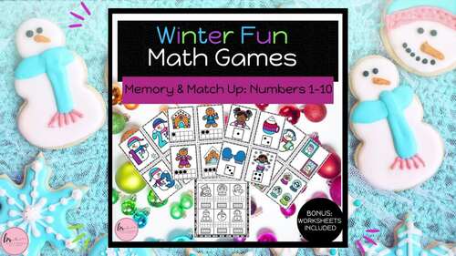 Winter Memory & Match Up Games using Numbers 1-10: Kindergarten