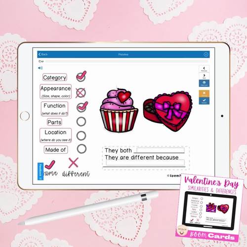 Valentine's Day Similarities & Differences Boom Cards by Speech Friend