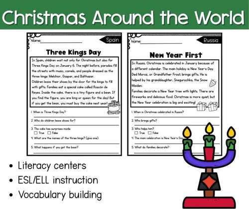Christmas Around the World Reading Comprehension with Questions | TPT