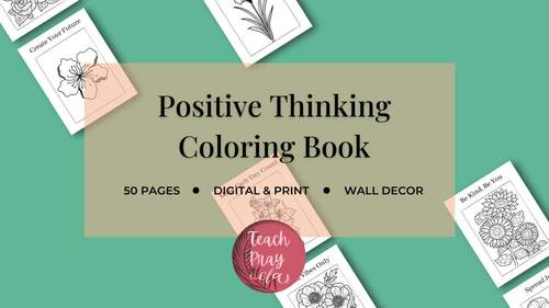 Positive Thinking Digital & Print Coloring Book (Editable | Printable ...