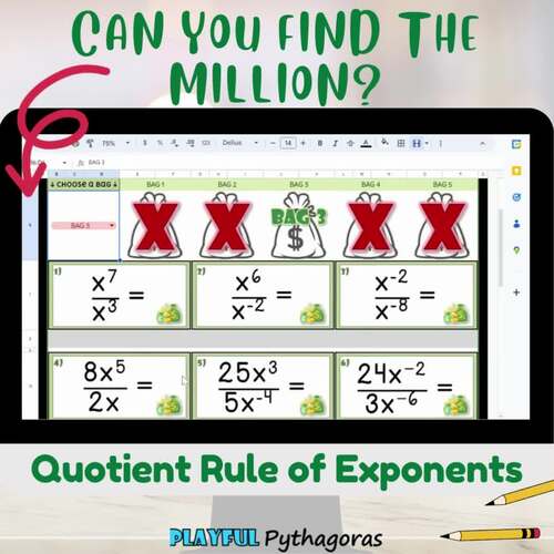 Dividing Exponents (Quotient Rule of Exponents) Self-Checking Digital ...
