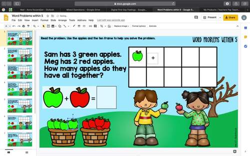 Apple-Themed Addition and Subtraction within 5 Word Problems - Google ...