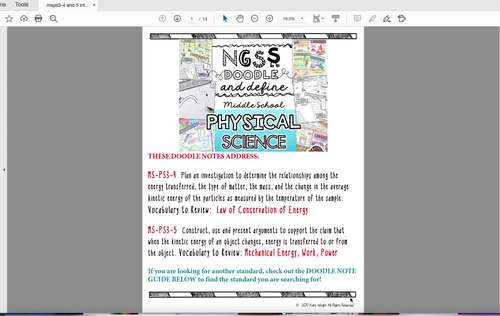NGSS MS-PS3-4 and MS-PS3-5 Doodle Notes Vocabulary Review with ...