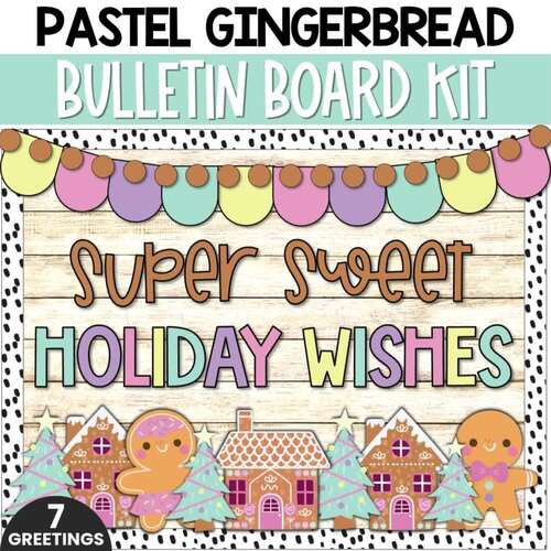 Pastel Gingerbread Christmas Bulletin Board Kit Winter Holiday Baking ...