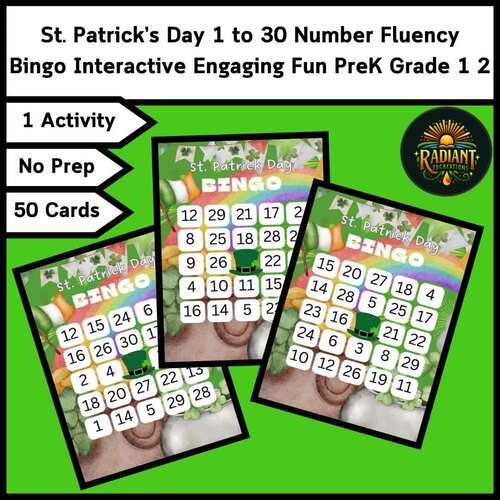 St. Patrick’s Day 1 to 30 Number Fluency Bingo Interactive Engage PreK ...