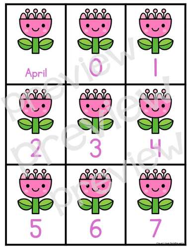April Flowers - Numbers 0-25 Matching - Flashcards With Writing Practice