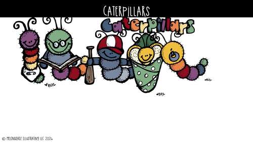 Caterpillars clip art, butterfly, bug COLORED Version by Melonheadz Clipart
