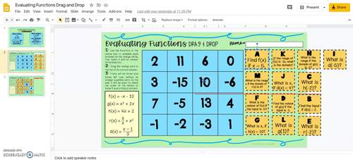 Evaluating Functions in Function Notation Practice Activity | PAPER & DIGITAL