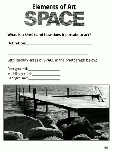 ELEMENTS OF ART SPACE INTERACTIVE NOTEBOOK 17 PAGES WITH TEST AND ...