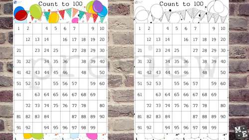 COUNTING TO 100 Cut and Paste Number Chart Worksheets by McMahon Education