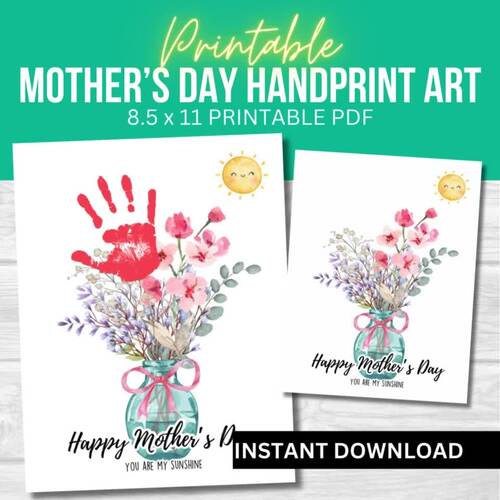 Mothers Day Handprint Flower Bouquet Keepsake Printable PDF | TPT