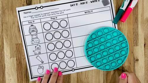 POP IT! CVC Fidget Bubble Poppers |POP IT WRITE IT by Lisa's Classroom