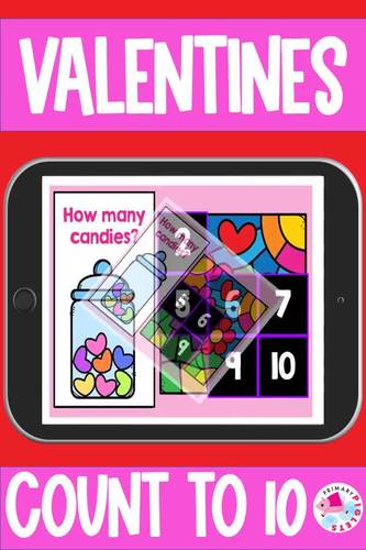 VALENTINE'S DAY MATH BOOM CARDS - COUNTING TO 10 by Primary Piglets
