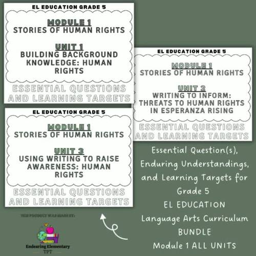 EL Education Fifth Grade Essential Questions/Learning Targets All ...