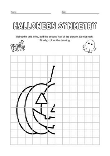 Halloween Symmetry Worksheets | Fun Math & Art Activities for Grades 1-5