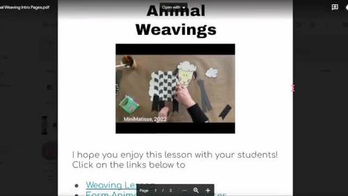 Animal Weaving Lesson by MiniMatisse | Teachers Pay Teachers