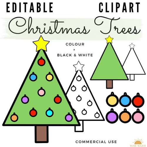 Christmas Tree Decorations Clipart - Math Counting - Editable ...