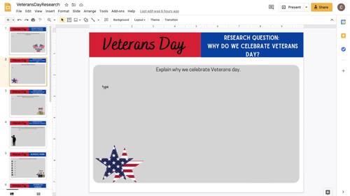 Middle School Veterans Day Research Activity- Digital by Oh So Simple ELA