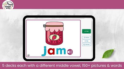 Learn CVC words with pictures Boom card BUNDLE middle short a e i o u