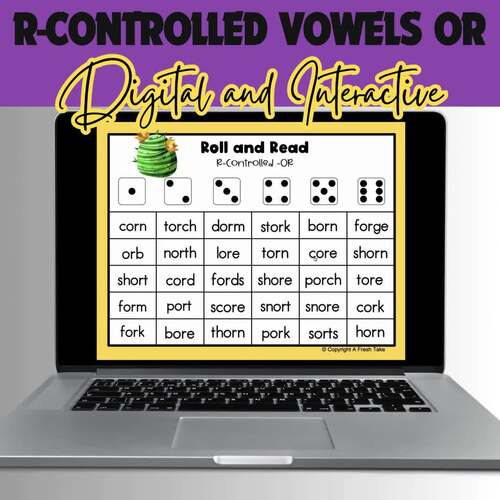 Roll & Read OR R-Controlled Vowels Words & Sentences Digital Phonics Game