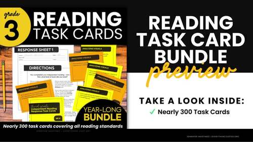 Reading Response Task Cards 3rd Grade Quick Reading Comprehension ...