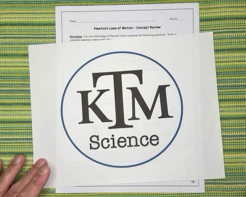 Newton's Laws of Motion - Concept Review Worksheet for Middle School