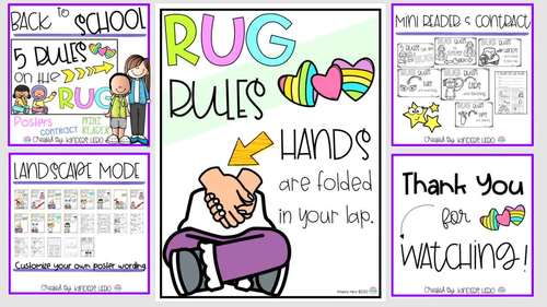 Back to School Rug Rules Editable Posters and Mini Reader by Kinders Hero