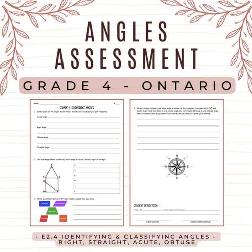 Angles Assessment: E2.4 Ontario Gr. 4 by Blue Moon Teaching Co | TPT