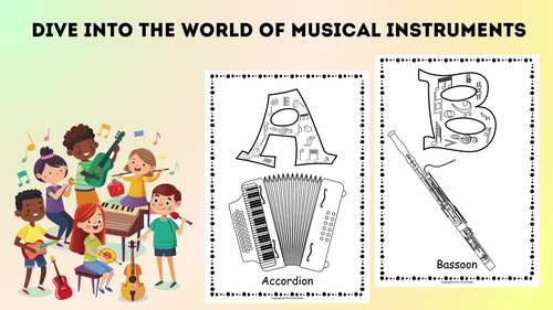 Music Alphabet Coloring pages | Musical Instruments | TPT